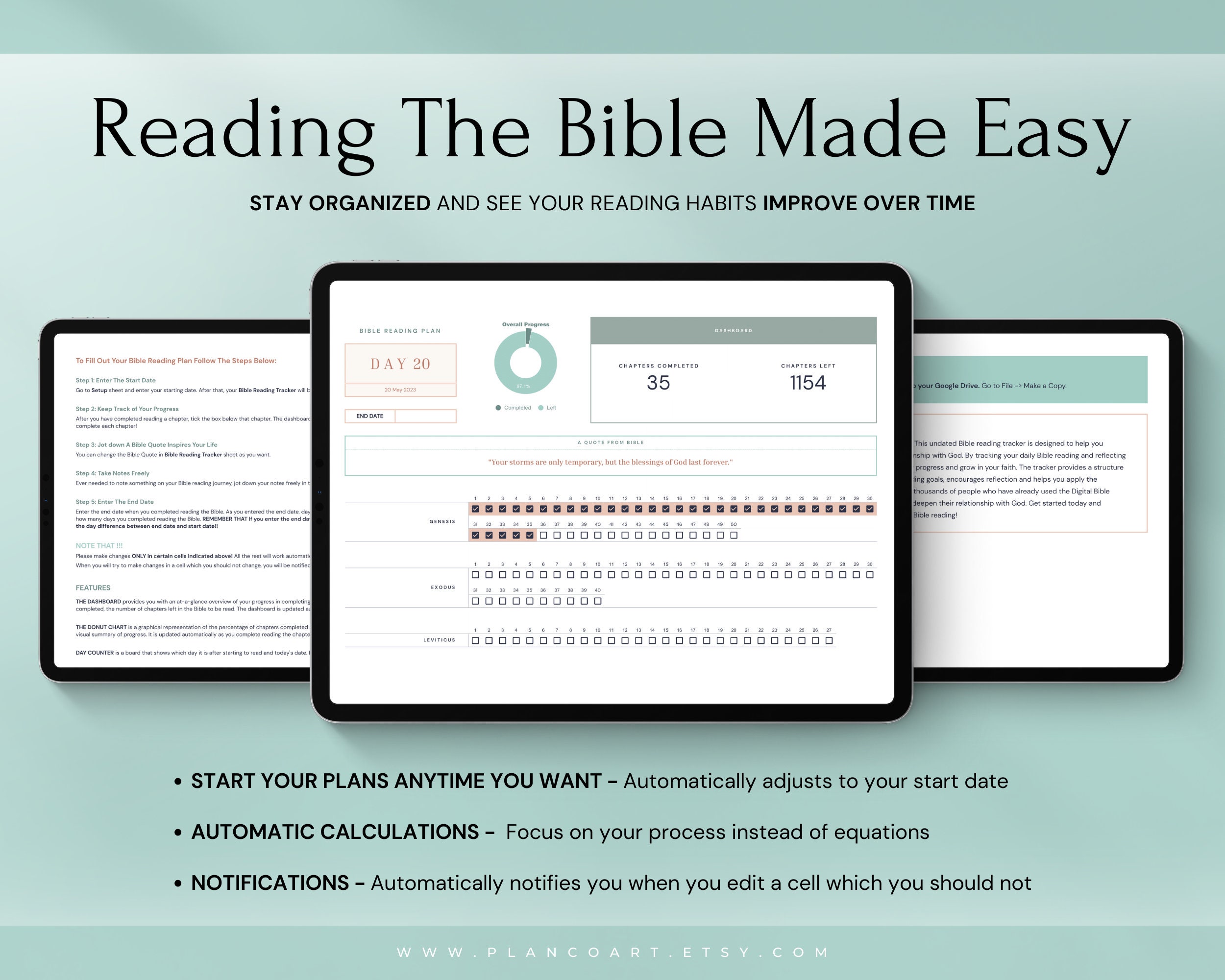 Bible Reading Tracker, Google Sheets Template, Digital Bible Study Plan ...