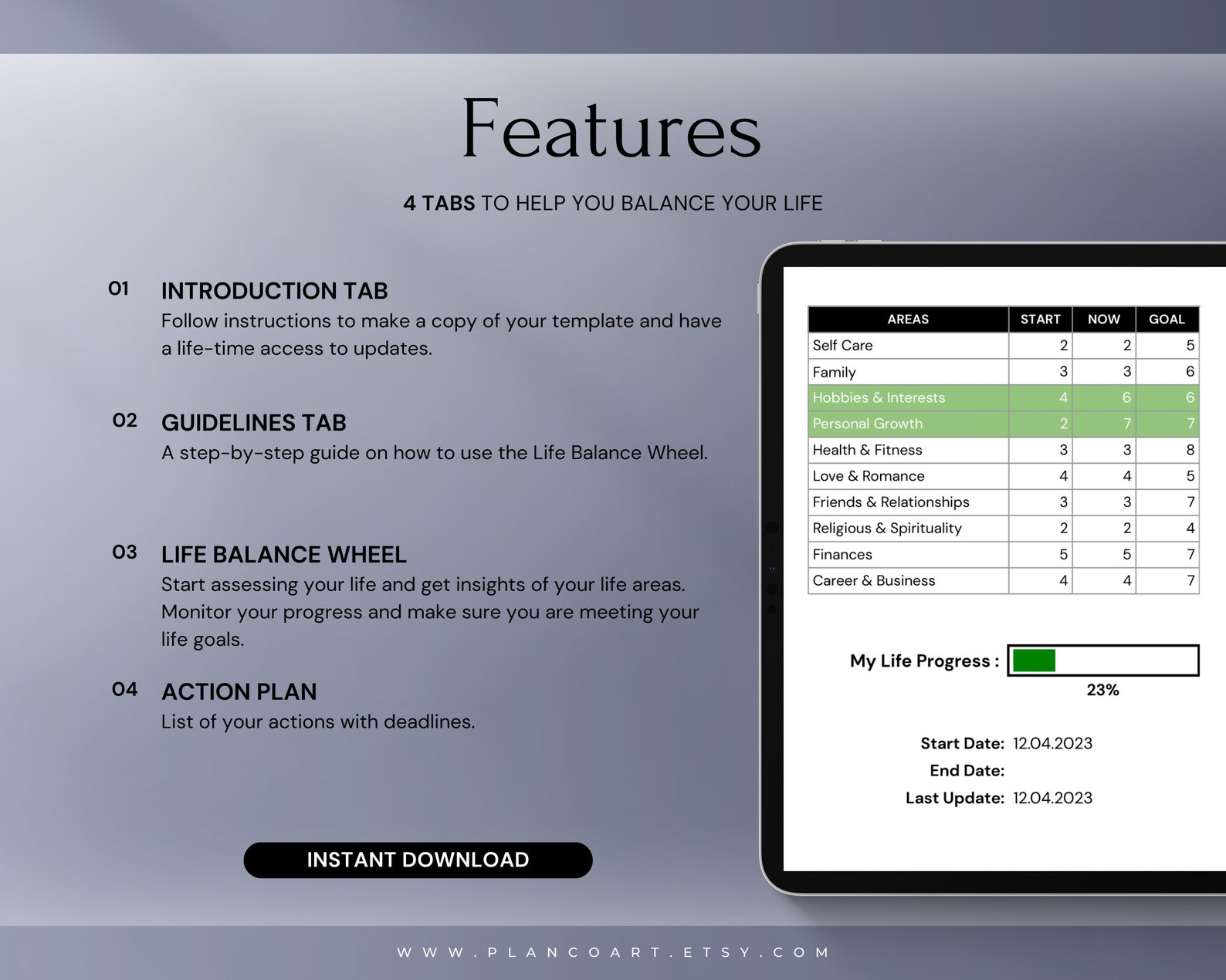 Life Balance Wheel Template Google Sheet Life Balance Wheel Workbook ...