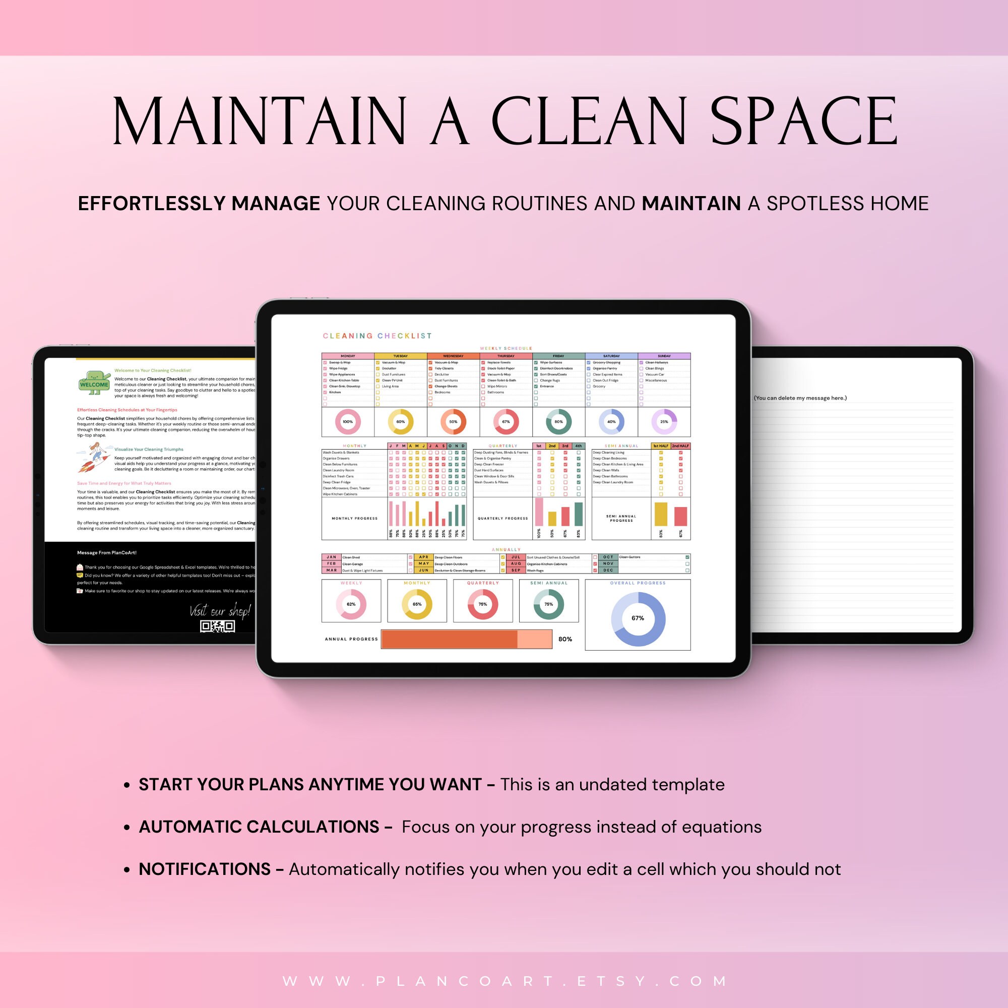 Cleaning Checklist Spreadsheet, Google Sheets Template, Cleaning ...