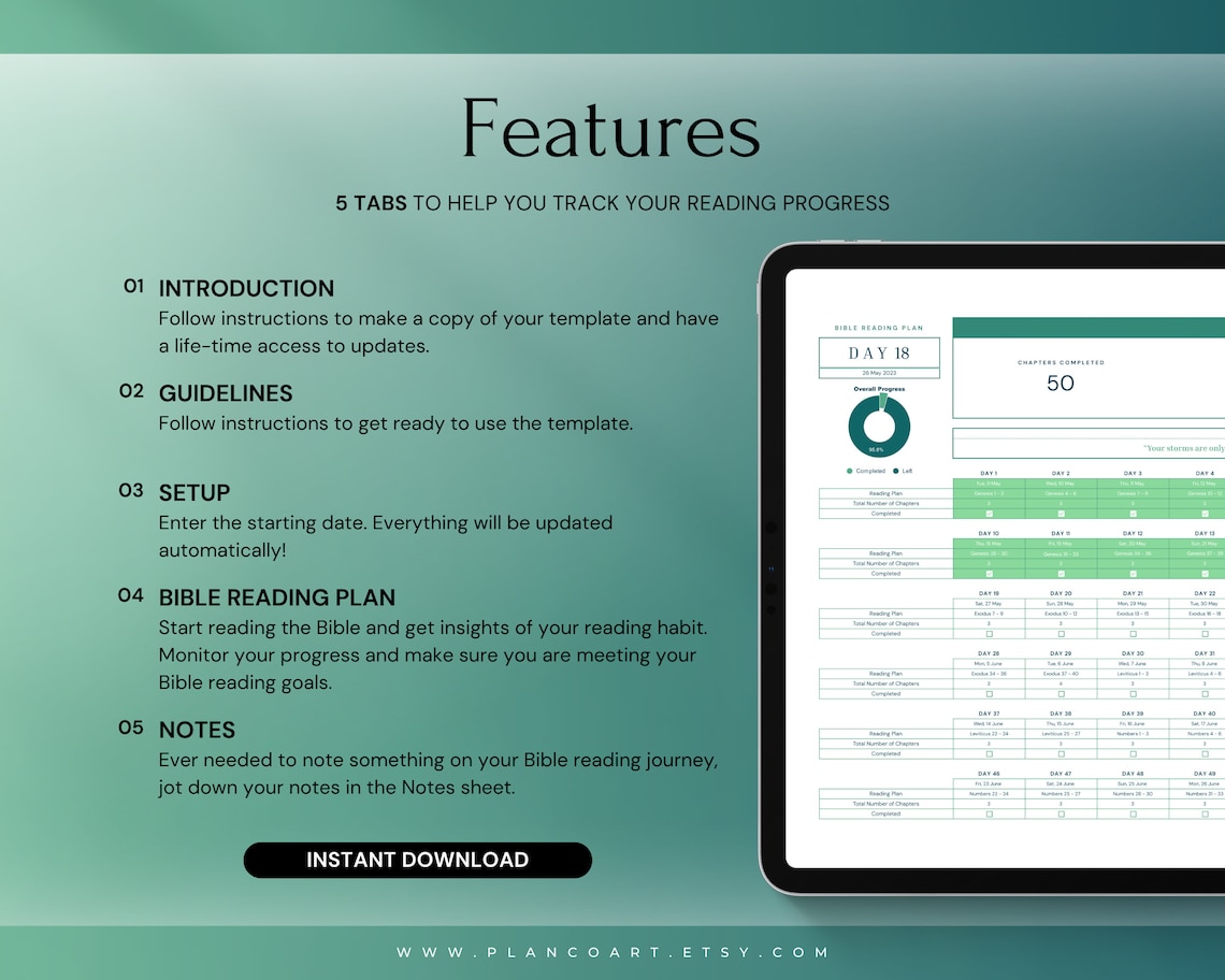 365 Day Bible Reading Plan, Bible Study Checklist, Bible in A Year ...