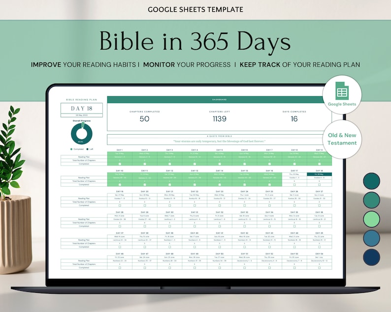 365 Day Bible Reading Plan, Bible Study Checklist, Bible in A Year ...