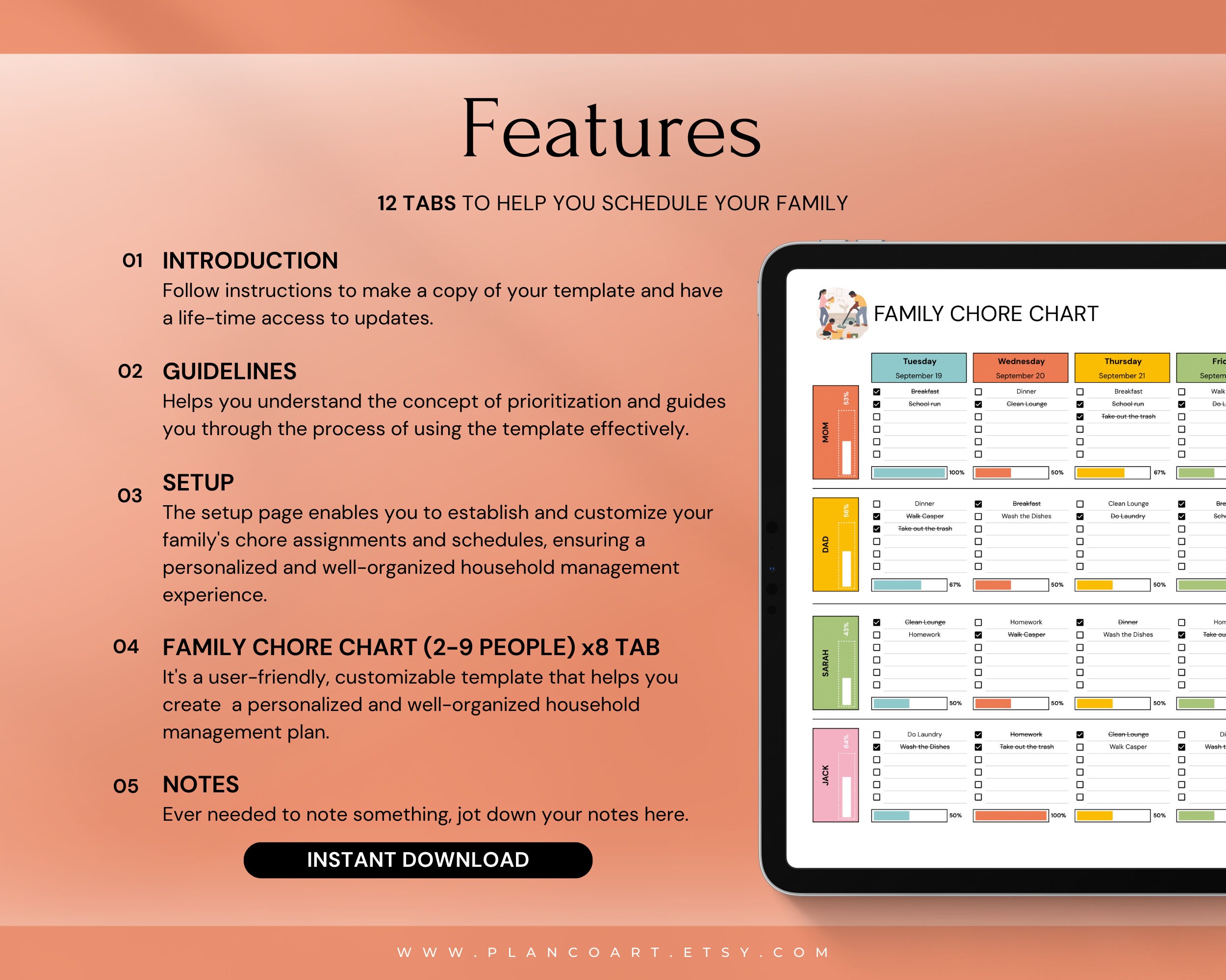 Effortless Family Chore Management: Family Chore Chart Google Sheets Template for Household ...