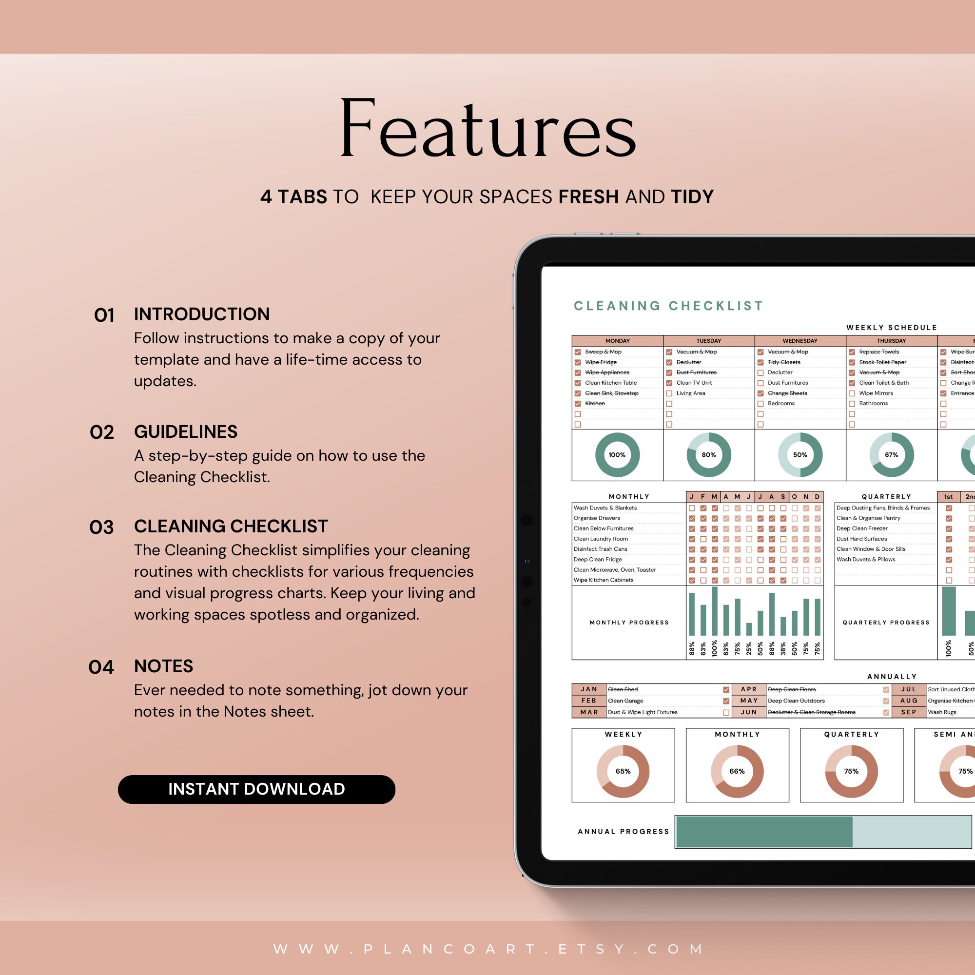 Cleaning Checklist Spreadsheet, Google Sheets Template, Cleaning ...