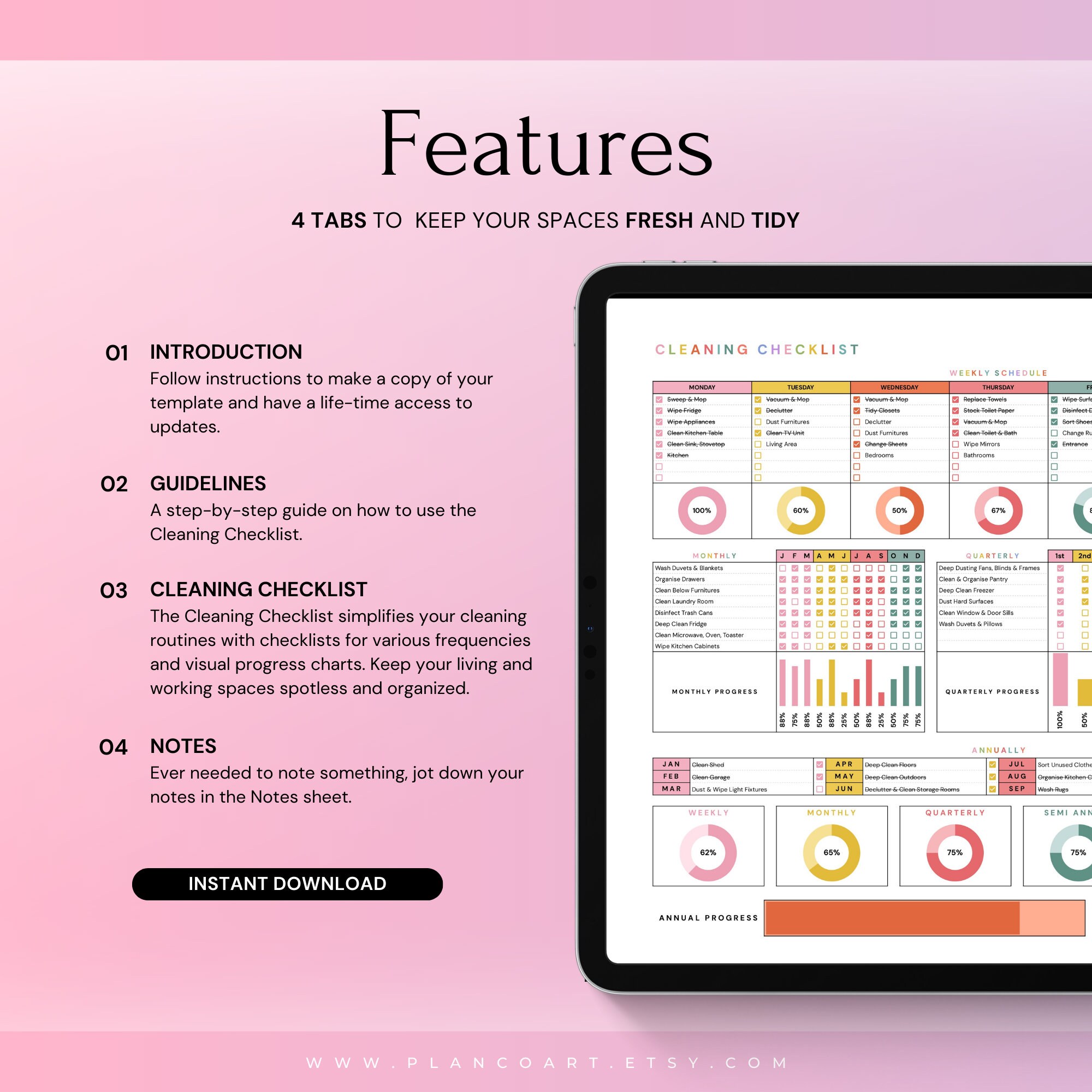 Cleaning Checklist Spreadsheet, Google Sheets Template, Cleaning ...