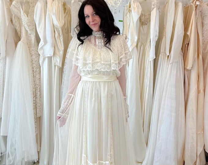 1970s Gunnie Sax Wedding Dress / Jessica Mcclintock , Cottage Core Boho ...