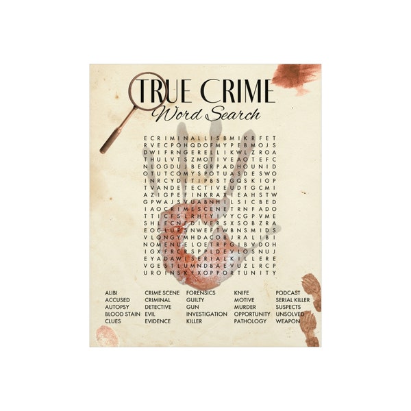 True Crime Word Search - Etsy