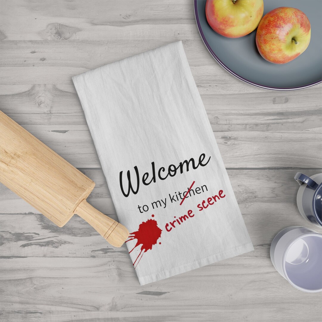 LARGE True Crime Tea Towel, Crime Scene Tea Towel, True Crime Kitchen ...