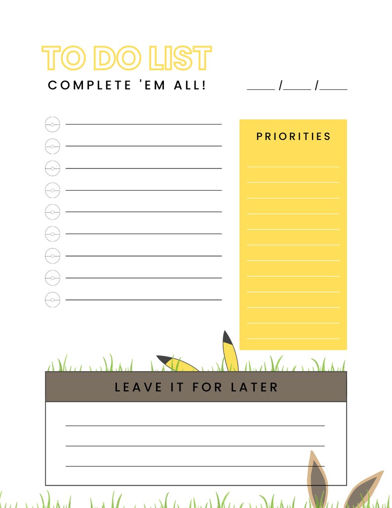 Pokemon Anime to Do List ADHD Organization Cartoon - Etsy