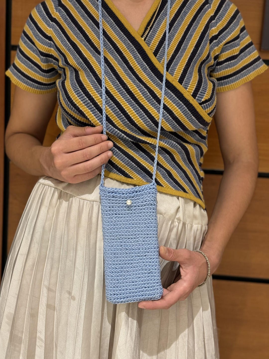 Crochet Phone Charger Holder Case / Handmade Hanging Mobile Pocket ...