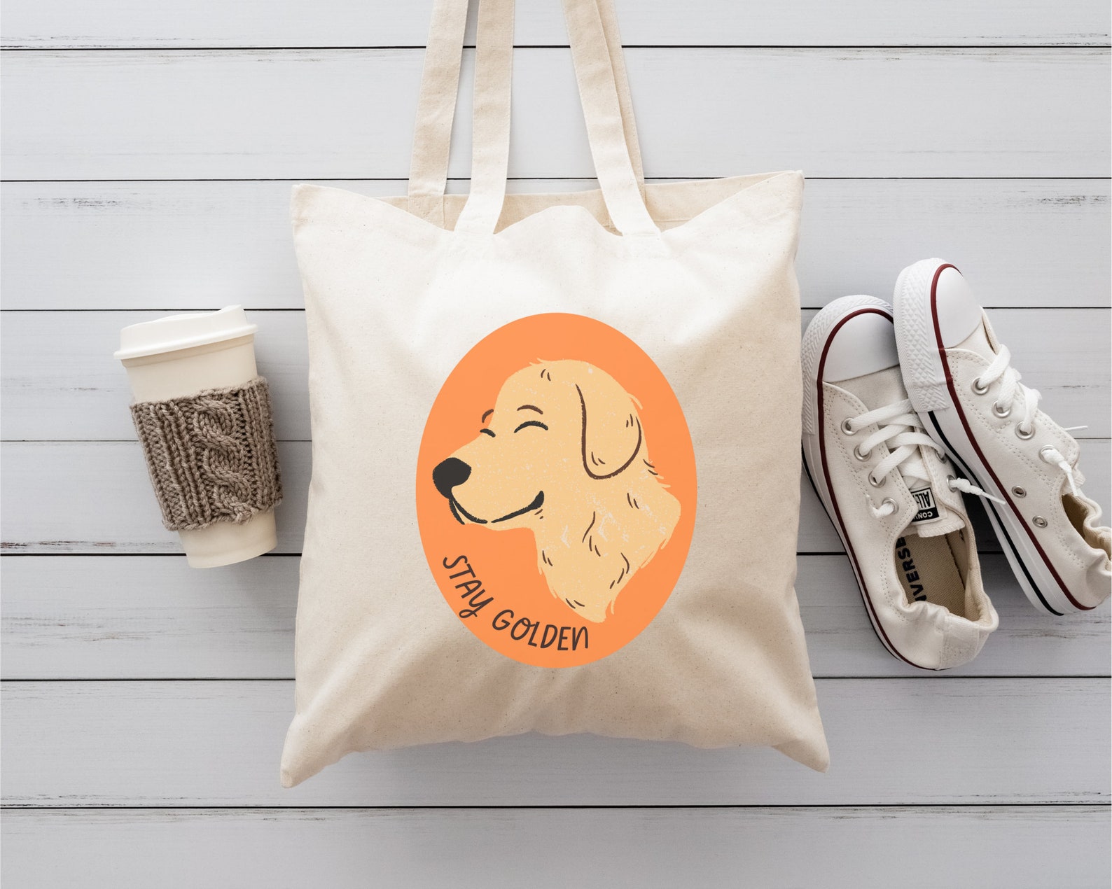 Golden Retriever Tote Bag, Cute Dog Tote Bag, Dog Lover Tote Bag, Dog ...