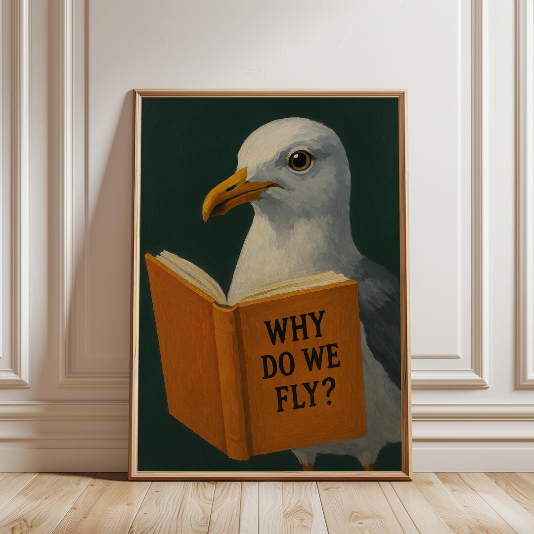 Funny Seagull Reading Book Digital Wall Art - Etsy