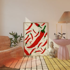 Chili Print ~ Spice Wall Art ~ Trendy Retro Hot Chilli Print ~ Chilli ...