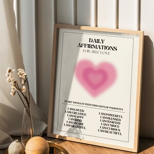 Pink Daily Affirmations Aura Poster ~ Affirmation Print ~ Mental Health ...