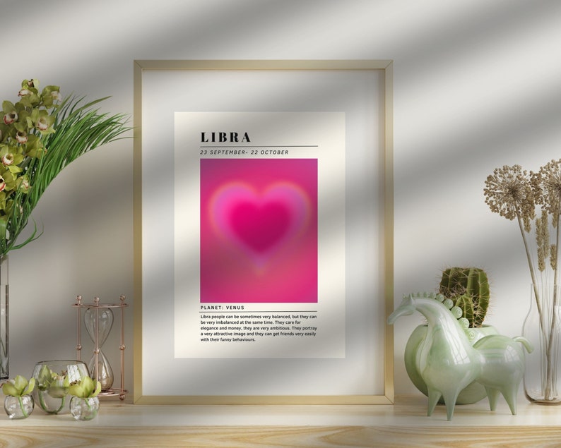 Libra Zodiac Aura Poster: Pink Gradient Star Sign (digital Download) - Etsy