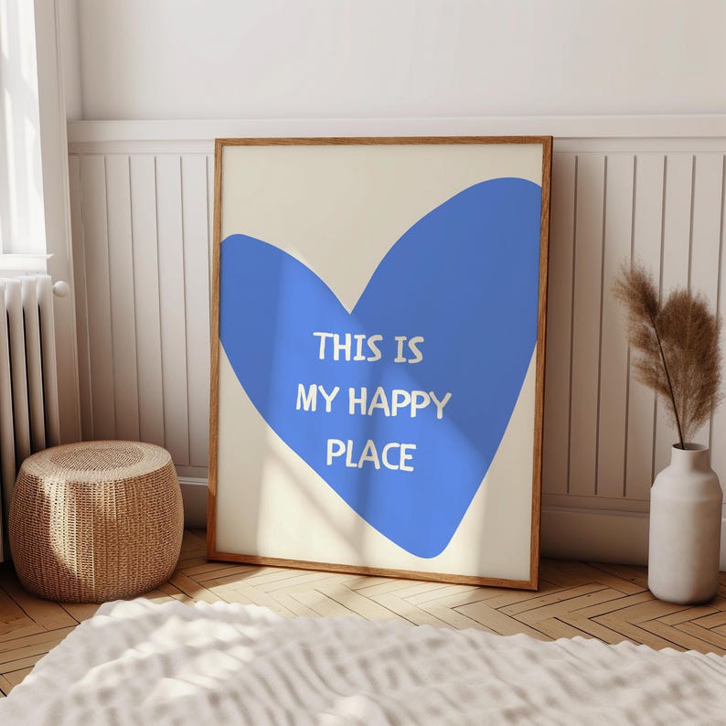This is My Happy Place Print Blue Poster Aesthetic Room Decor Apartment ...