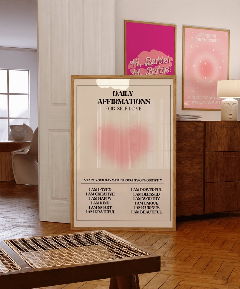 Pink Affirmation Wall Art Set of 3, Spiritual Self Love Posters ...
