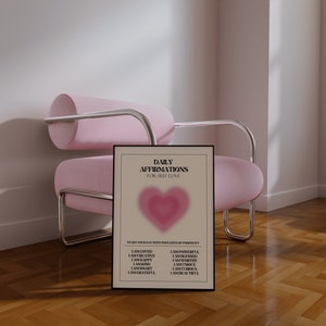 Pink Daily Affirmations Aura Poster ~ Affirmation Print ~ Mental Health ...
