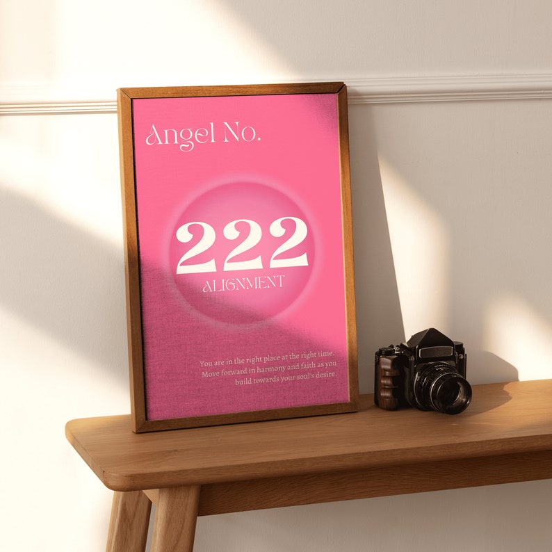 Angel Number 222 Print: Pink Aura Gradient Poster (digital Download) - Etsy