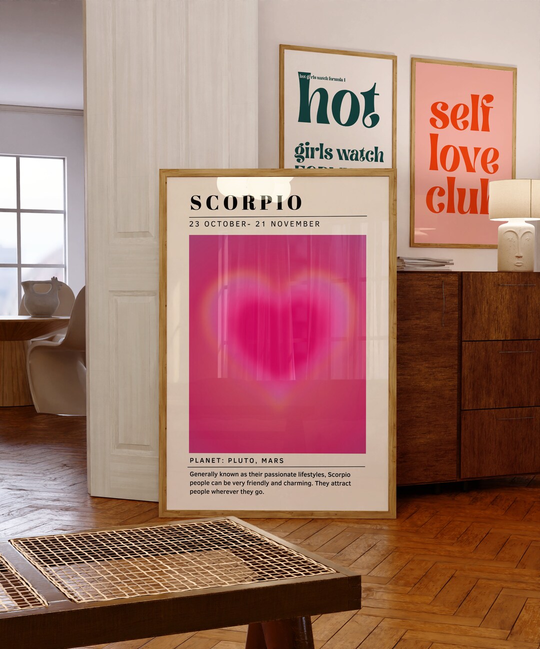 Scorpio Zodiac Pink Aura Poster: Spiritual Wall Art (digital Download ...
