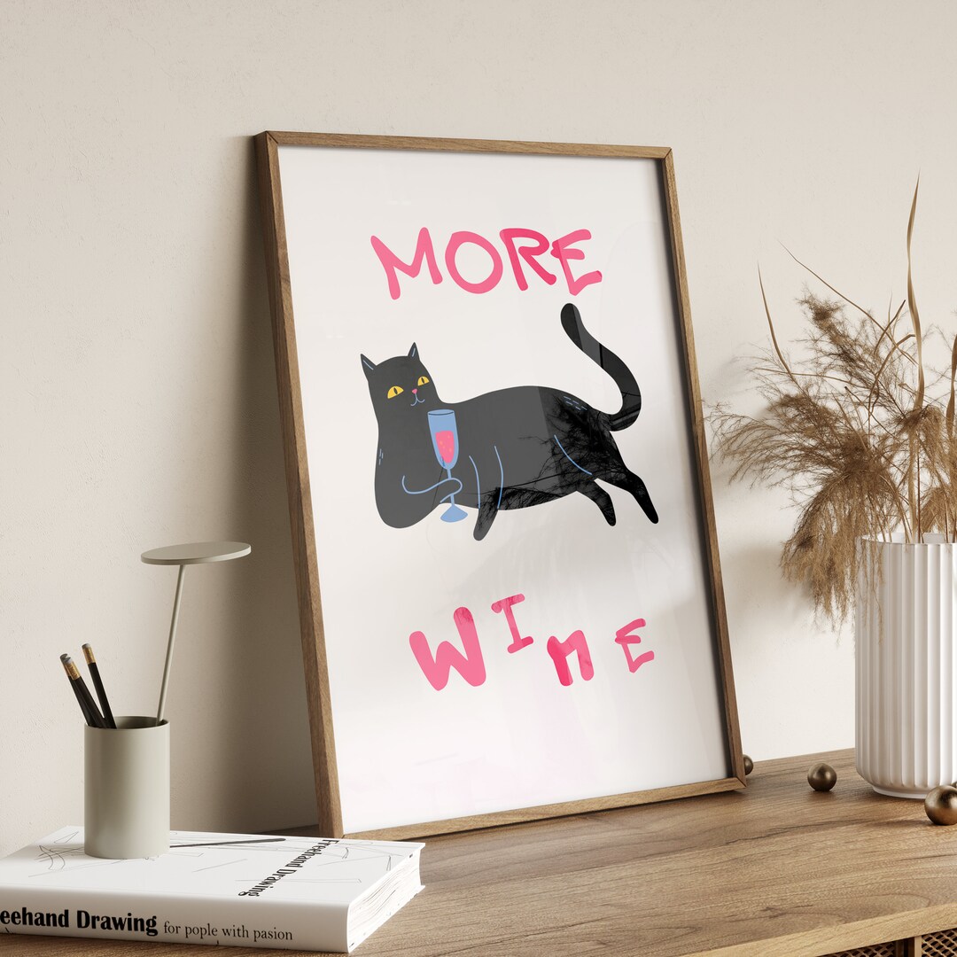 Lustigen Katzen Wein Druck: Mehr Wein bitte, Küche Wand Kunst ...