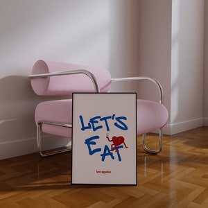 Let's Eat Print ~ Kitchen Wall Art ~ Abstract Print ~ Bon Appetit Print ...