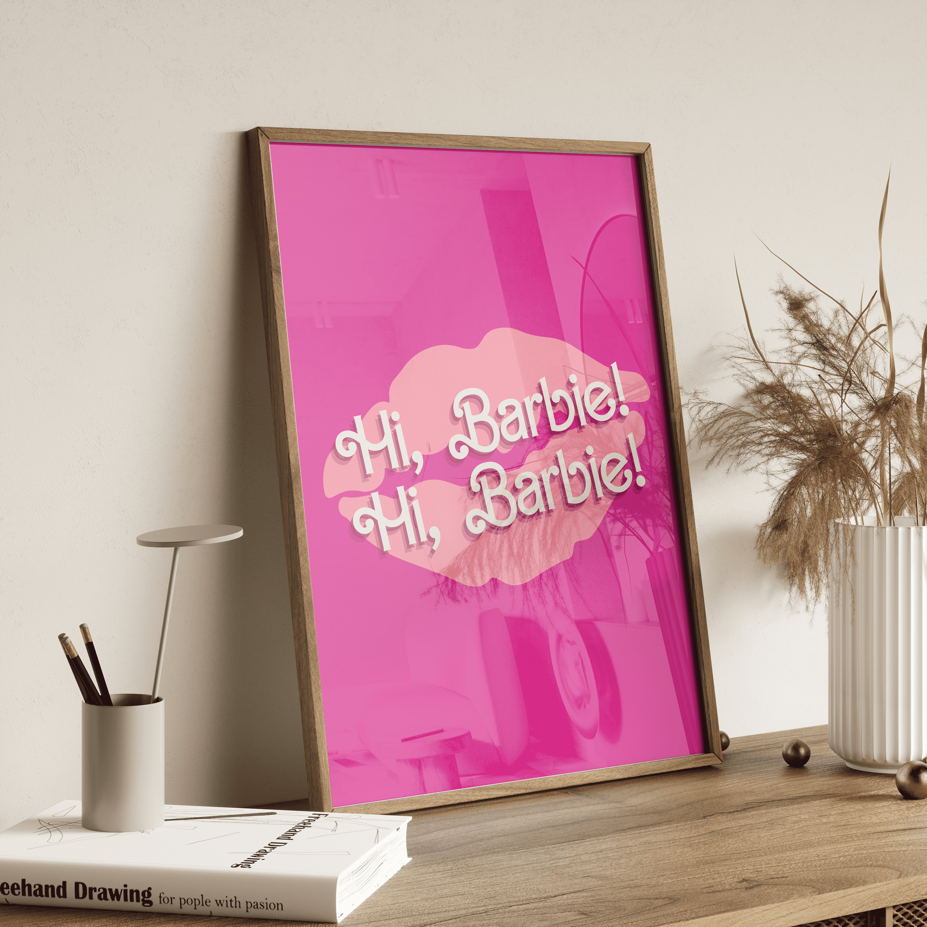 Hi Barbie! Barbie Poster ~ Pink Vintage Doll ~ Pink Barbie Poster sold ...