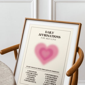 Pink Daily Affirmations Aura Poster ~ Affirmation Print ~ Mental Health ...