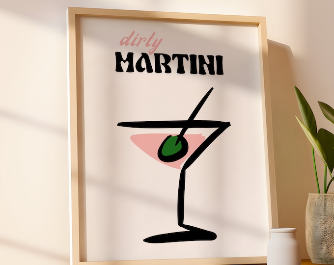 Extra Dirty Please Martini Wall Art, Dirty Martini Poster, Retro ...