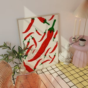 Chili Print ~ Spice Wall Art ~ Trendy Retro Hot Chilli Print ~ Chilli ...