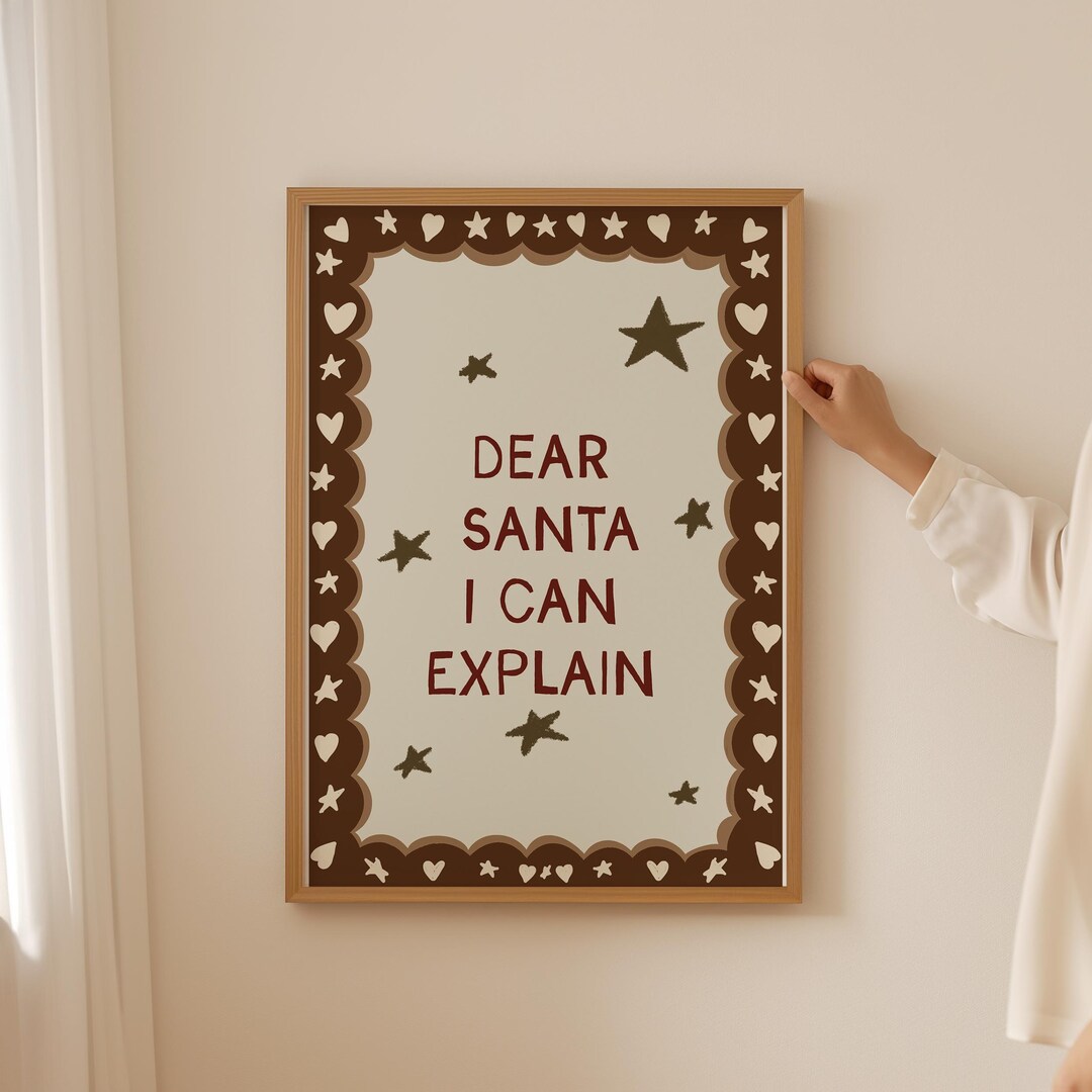 Dear Santa I Can Explain Poster, Retro Brown Holiday Print, Digital ...