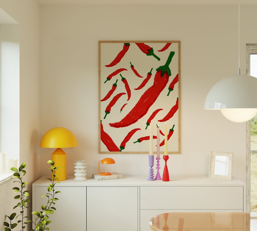Chili Print ~ Spice Wall Art ~ Trendy Retro Hot Chilli Print ~ Chilli ...