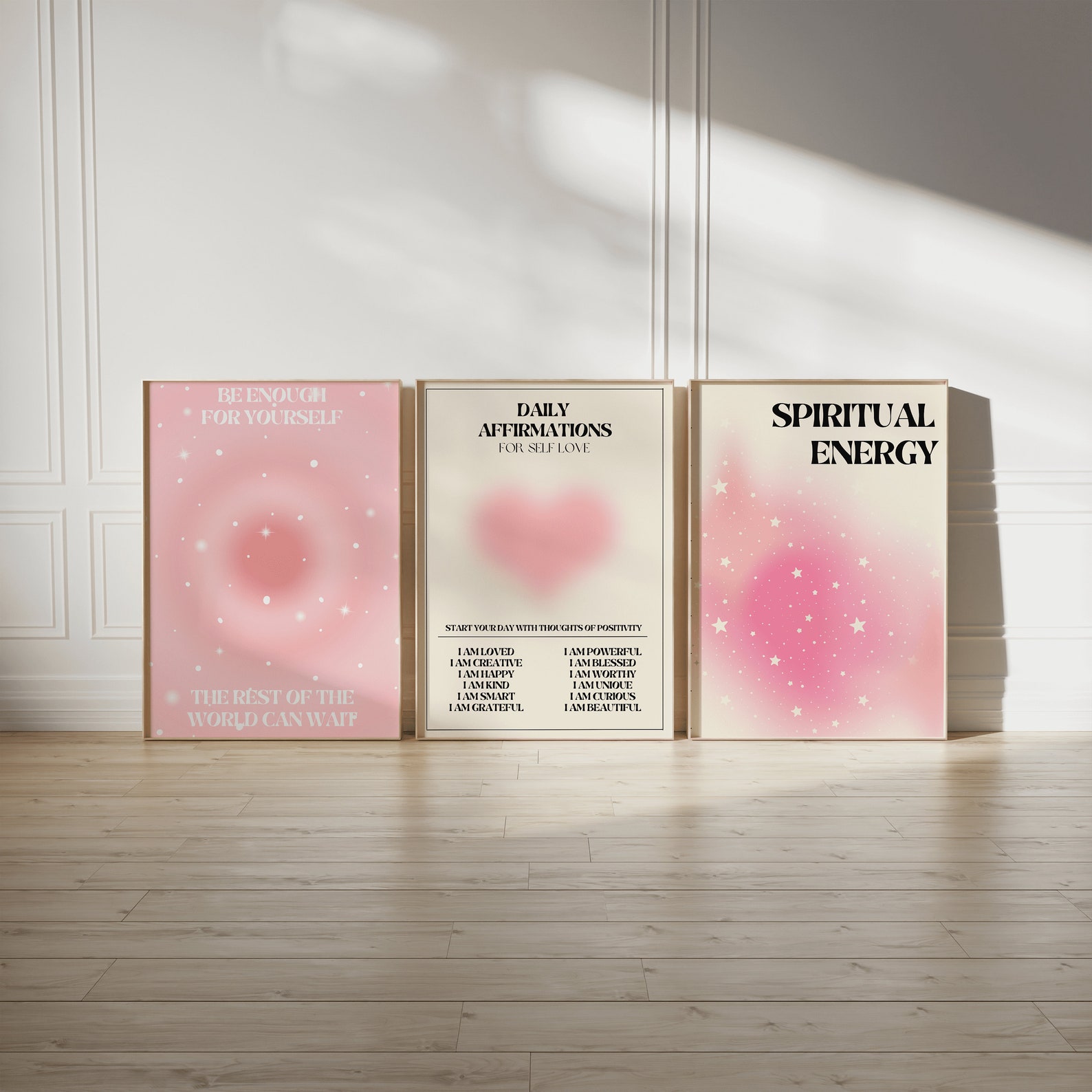 Pink Affirmation Wall Art Set of 3, Spiritual Self Love Posters ...