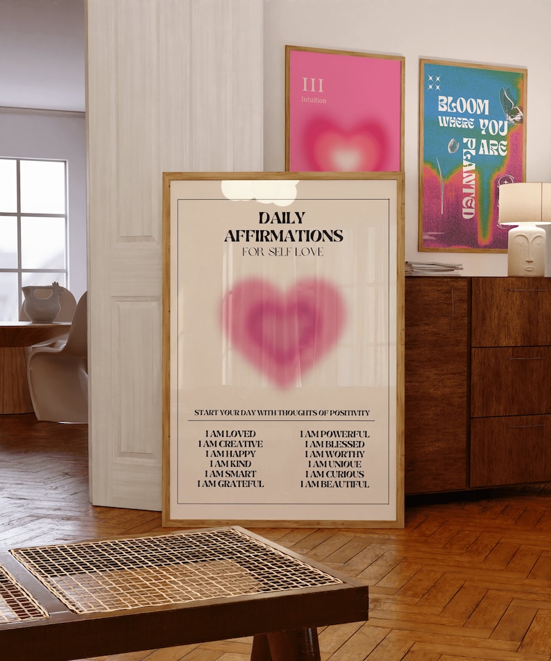 Pink Daily Affirmations Aura Poster Affirmation Print Mental Health ...