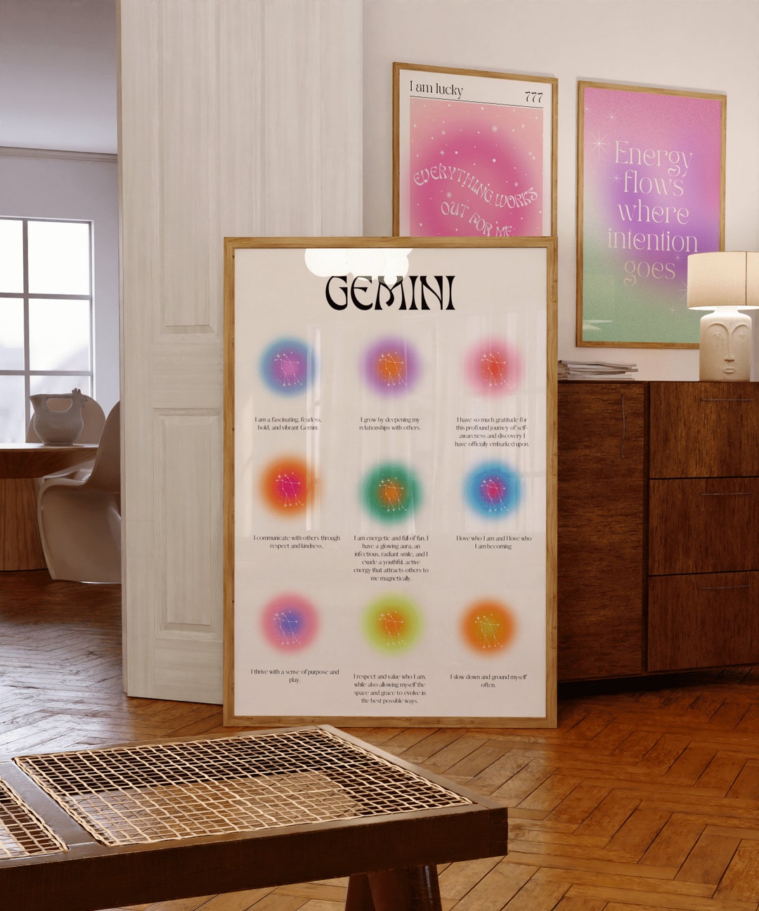 Gemini Aura Poster~ Gemini Print Star Sign~ Astrology Print~ Gradient ...
