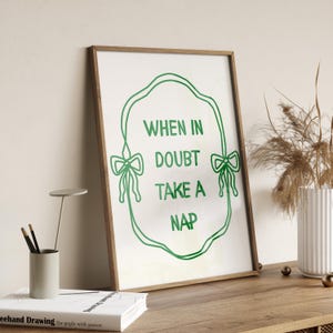 Retro Green 'take A Nap' Print: Preppy Dorm Decor (digital Download) - Etsy