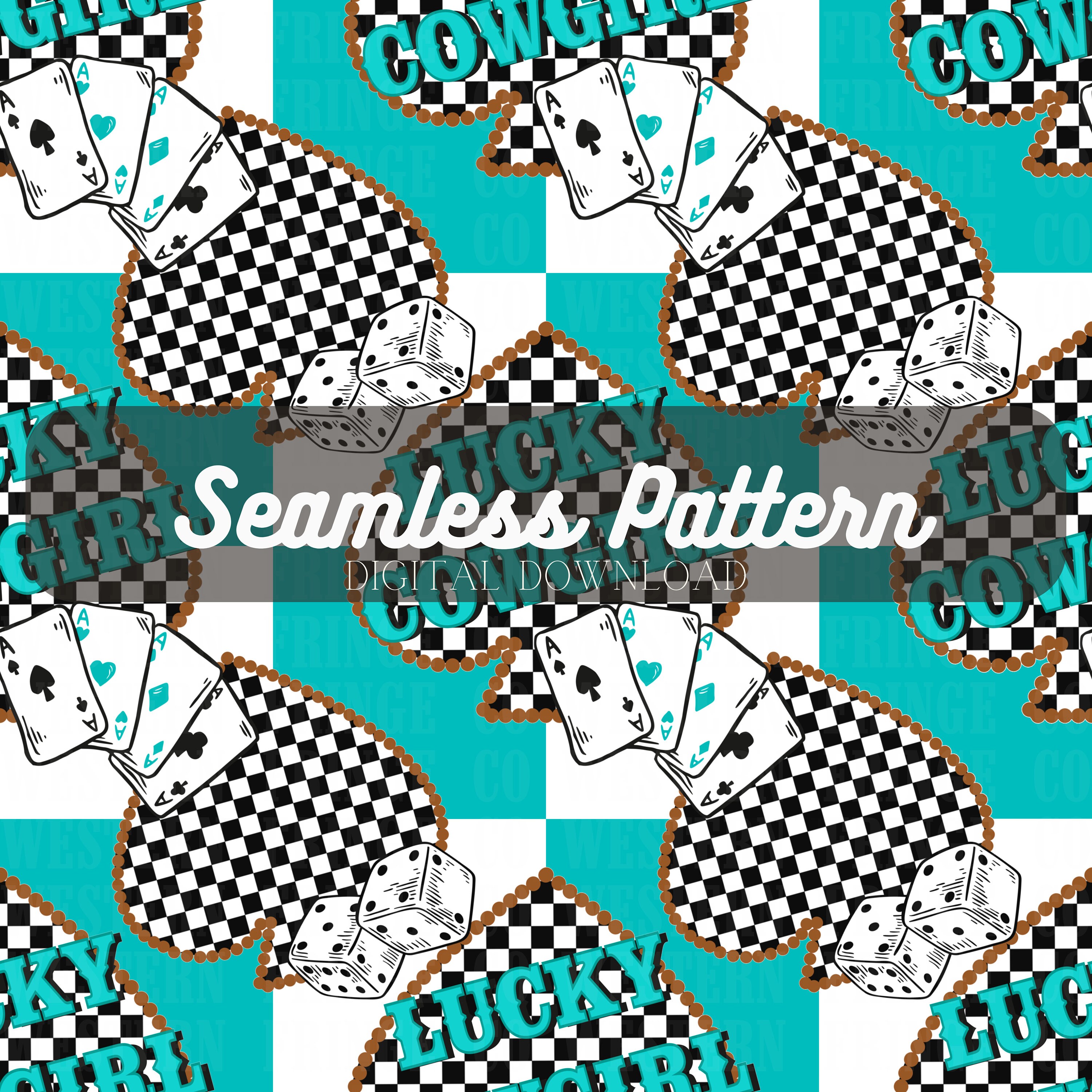 Lucky Cowgirl Seamless Pattern, Western Checkered Board Pattern, Trendy ...