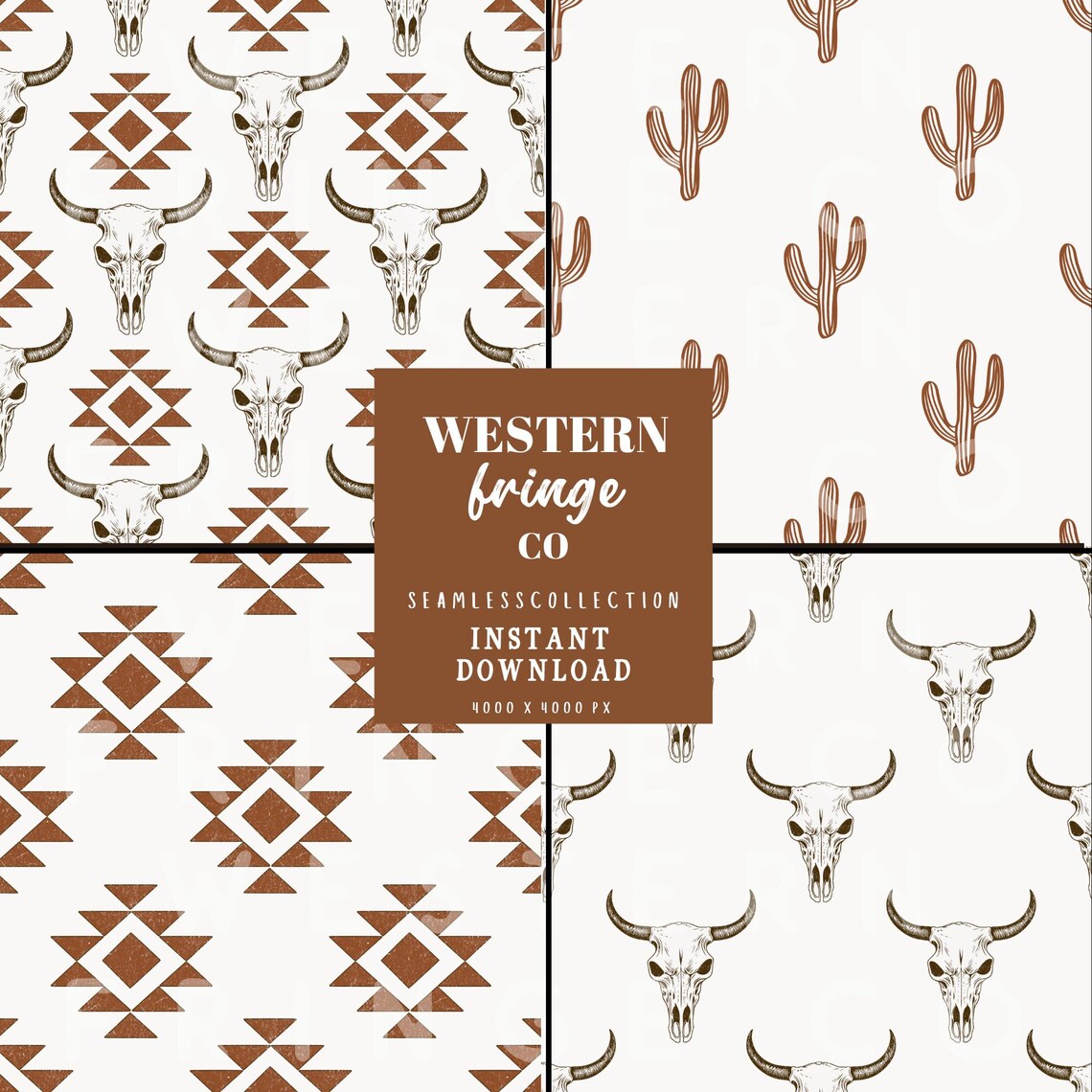 Western Design Bundle, Western Pattern Bundle, Seamless Pattern Bundle ...