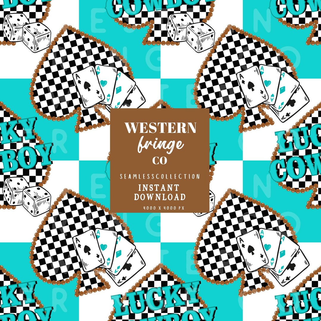 Lucky Cowgirl Seamless Pattern, Western Checkered Board Pattern, Trendy ...