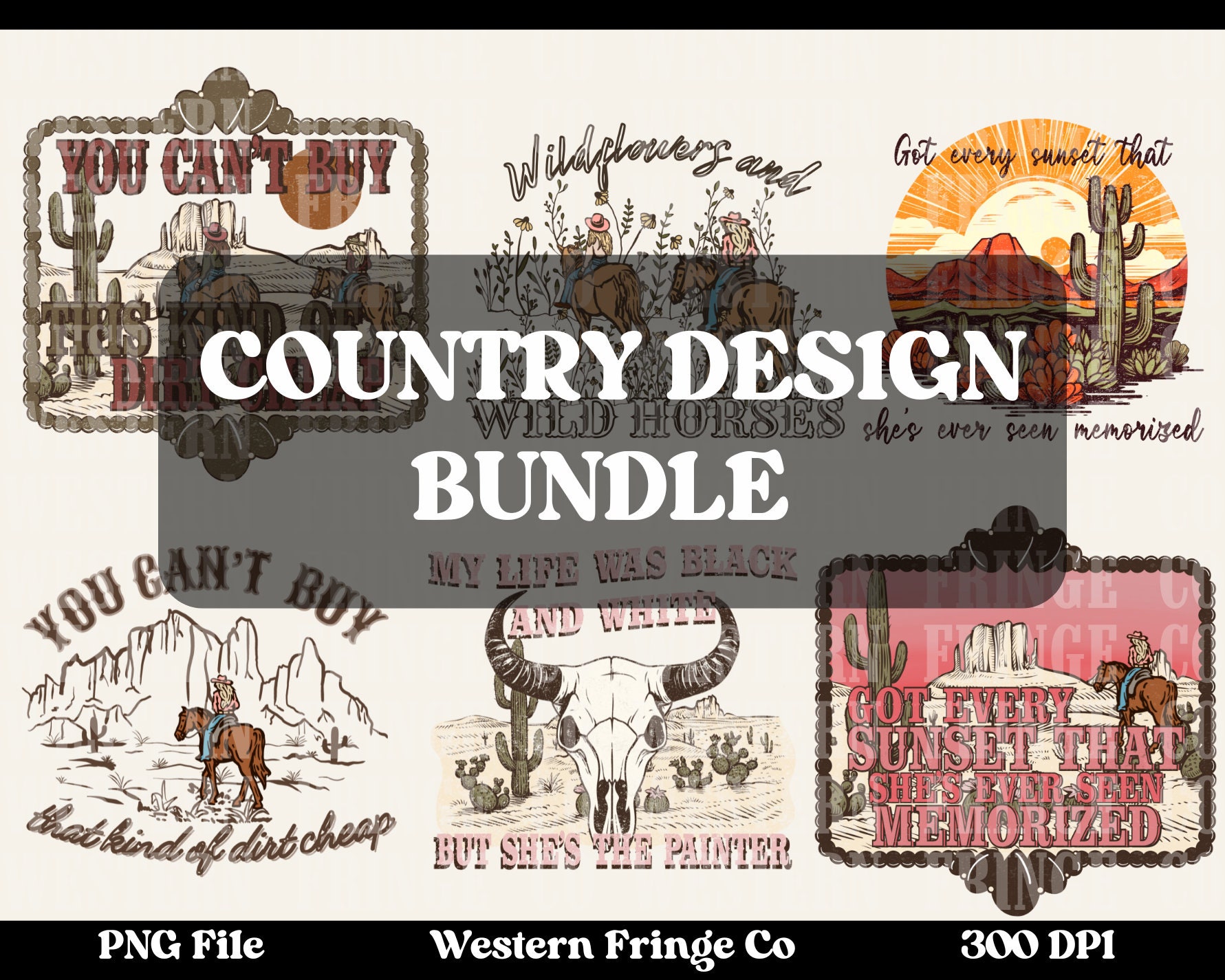 Western Png Bundle, Country Design Bundle, Trendy Western Png, Cowgirl ...