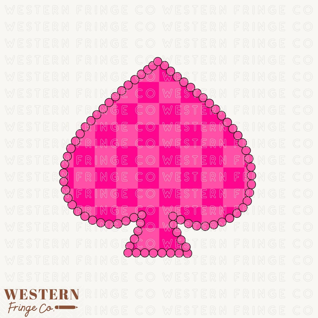 Pink Checkered Spade, Pink Western Design, Country Png Design, Retro ...