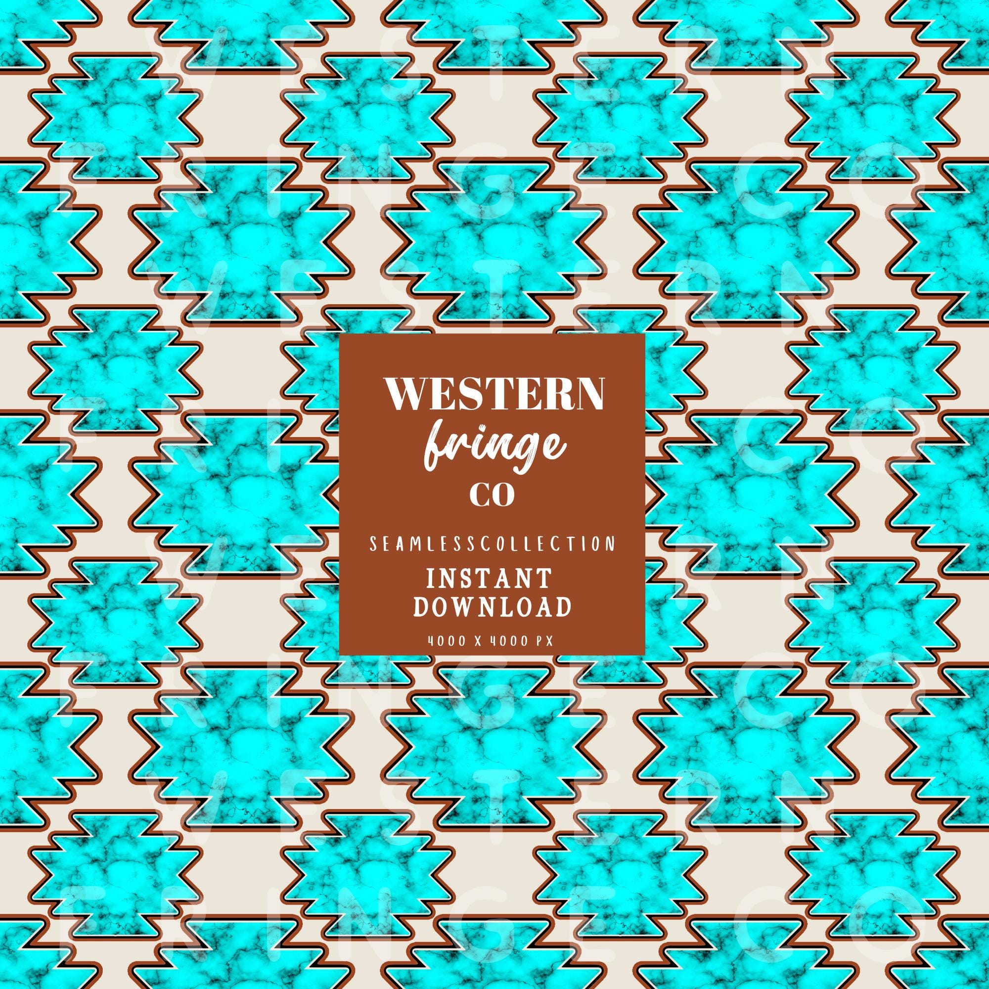 Western Seamless Pattern, Aztec Style Print Pattern, Turquoise Digital ...