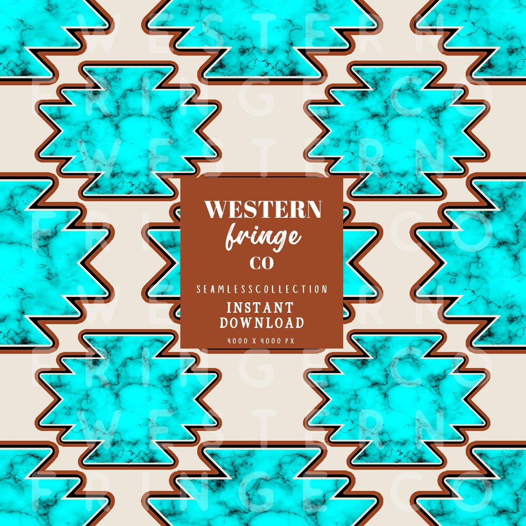 Western Seamless Pattern, Aztec Style Print Pattern, Turquoise Digital ...