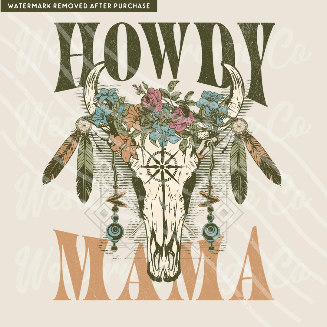 Howdy Mama Png, Western Mama Design, Western Designs Downloads, Skull ...