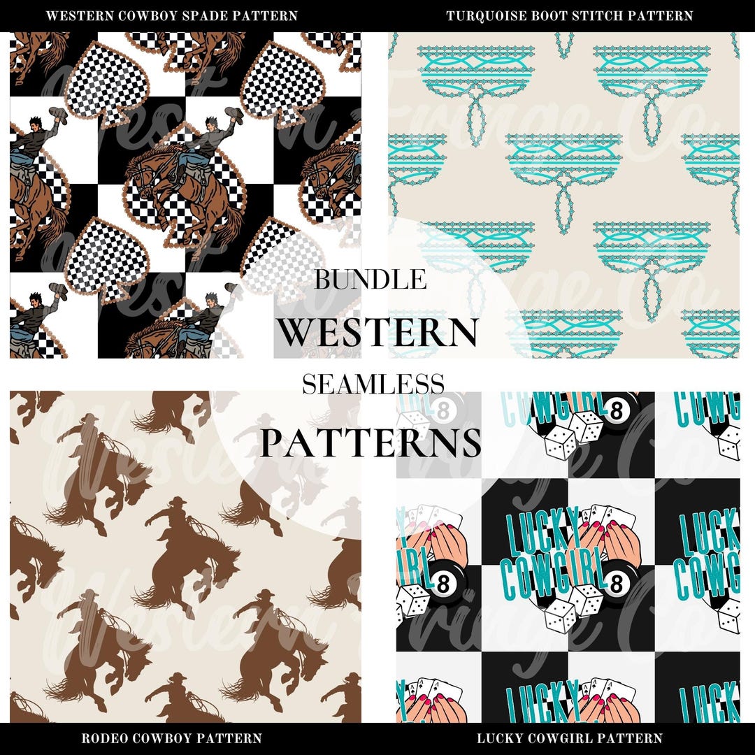 Western Design Bundle, Western Pattern Bundle, Seamless Pattern Bundle ...