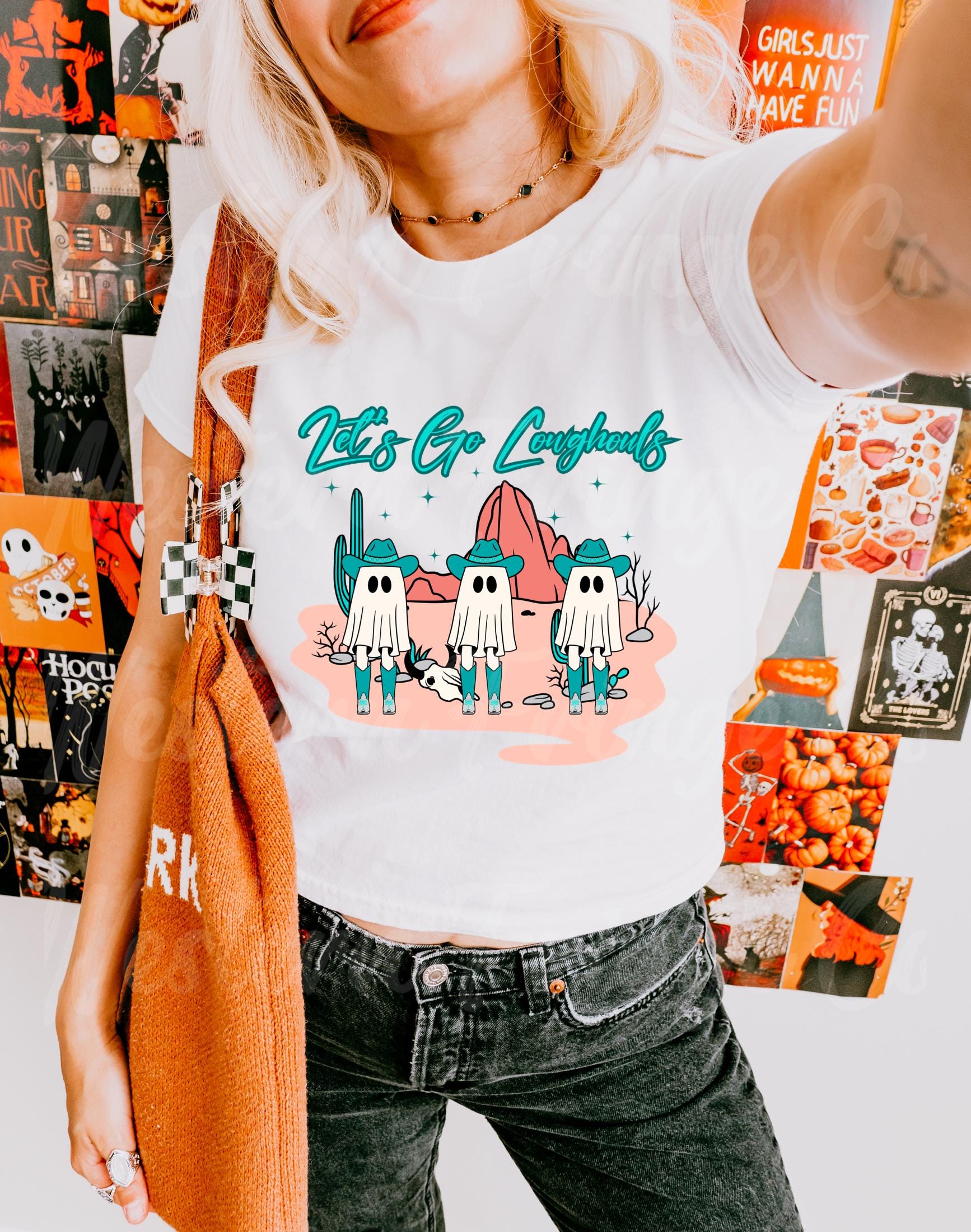 Lets Go Ghouls Png, Western Ghost Png, Western Designs Png, Halloween ...