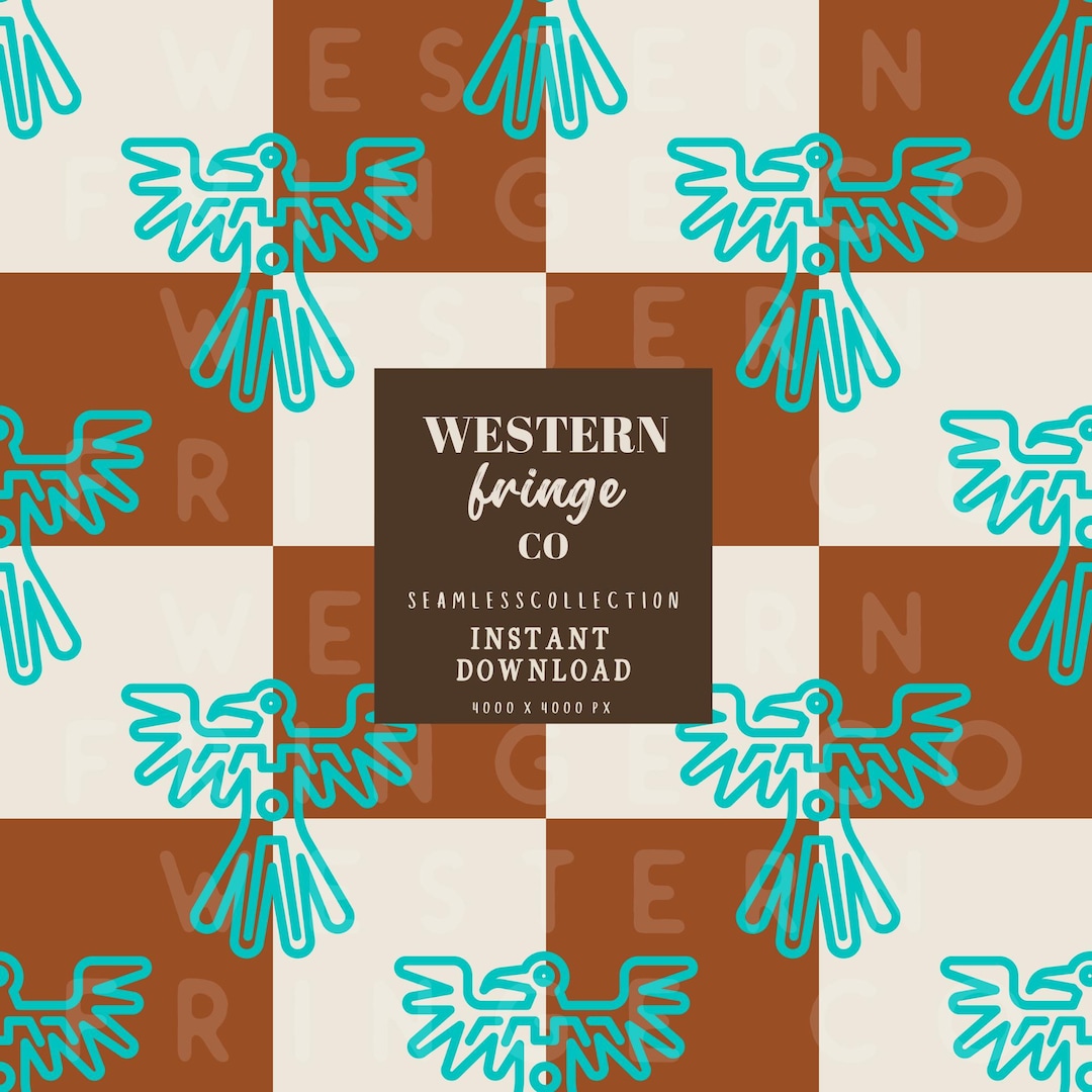 Retro Western Pattern, Checkered Board Pattern Design, Trendy Western ...