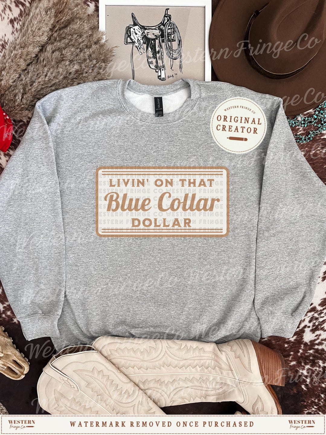 Blue Collar Dollar Png, Western Blue Collar Designs, Cowboy Sublimation ...
