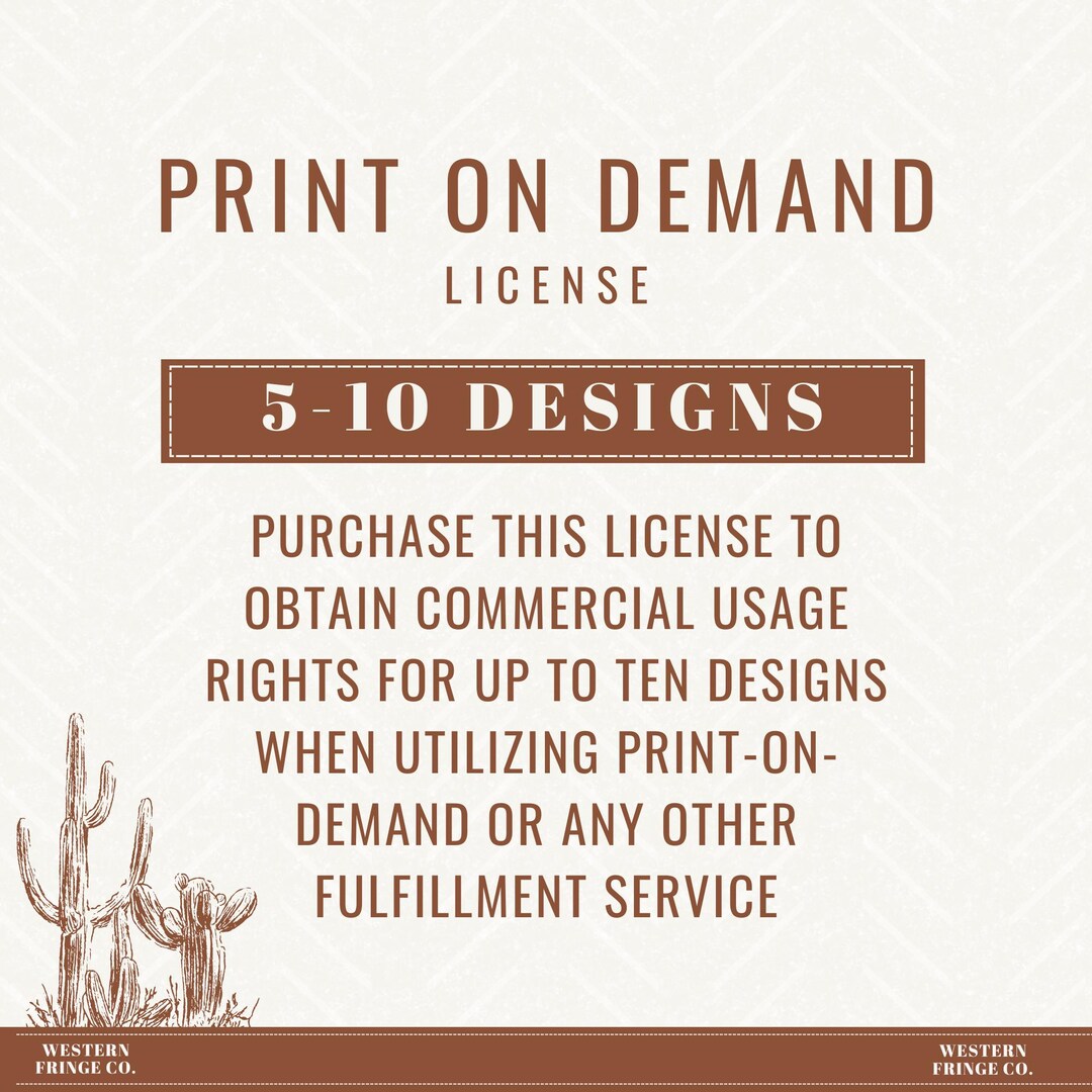 5-10 Designs Print on Demand License, Commercial Use Print on Demand ...
