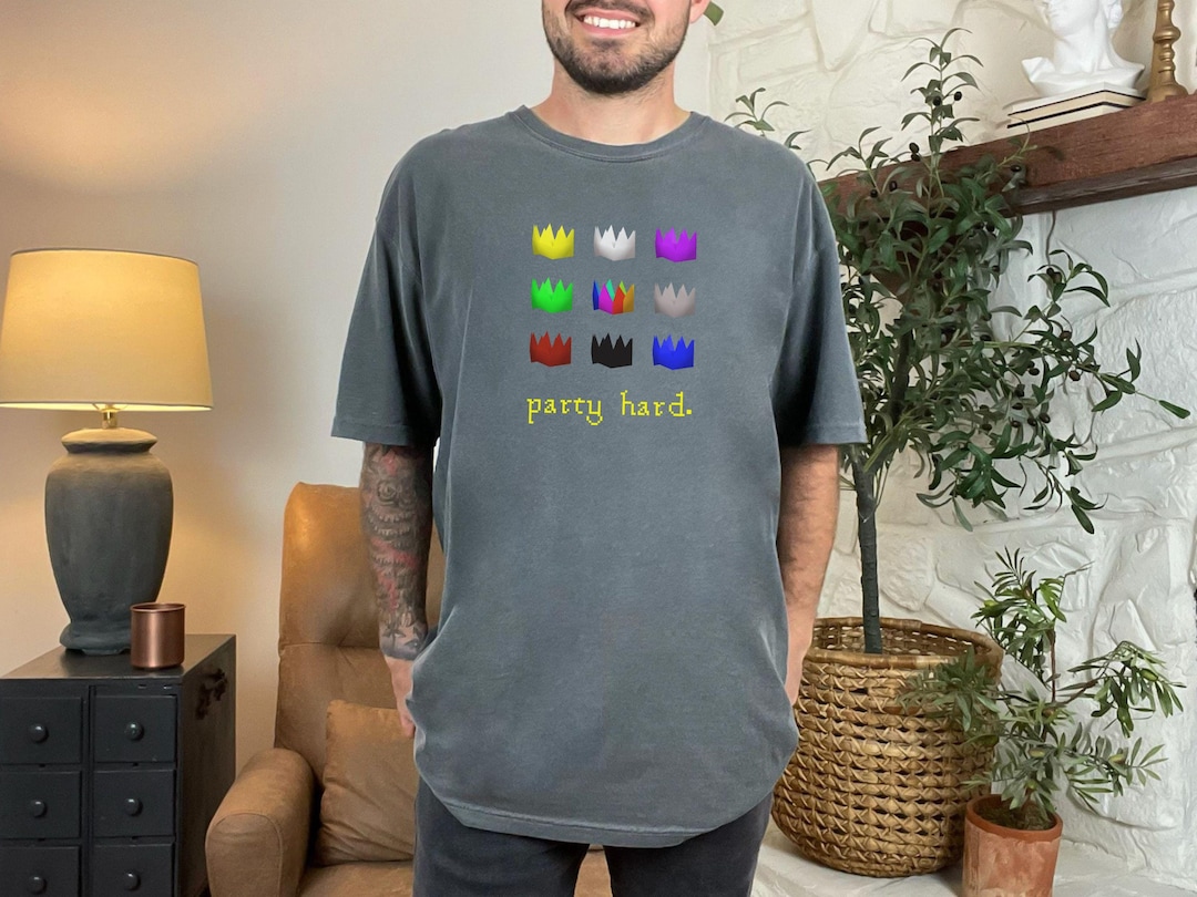 OSRS Party Hat Shirt, Minimalist Runescape Tshirt Birthday, Oversized ...
