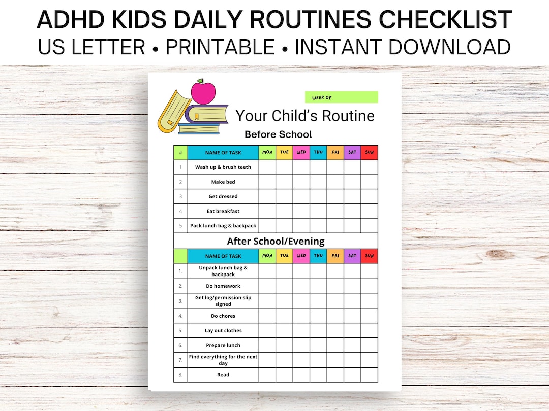 ADHD Kids Daily Routine, ADHD Kids Daily Checklist, ADHD Kids to Do ...